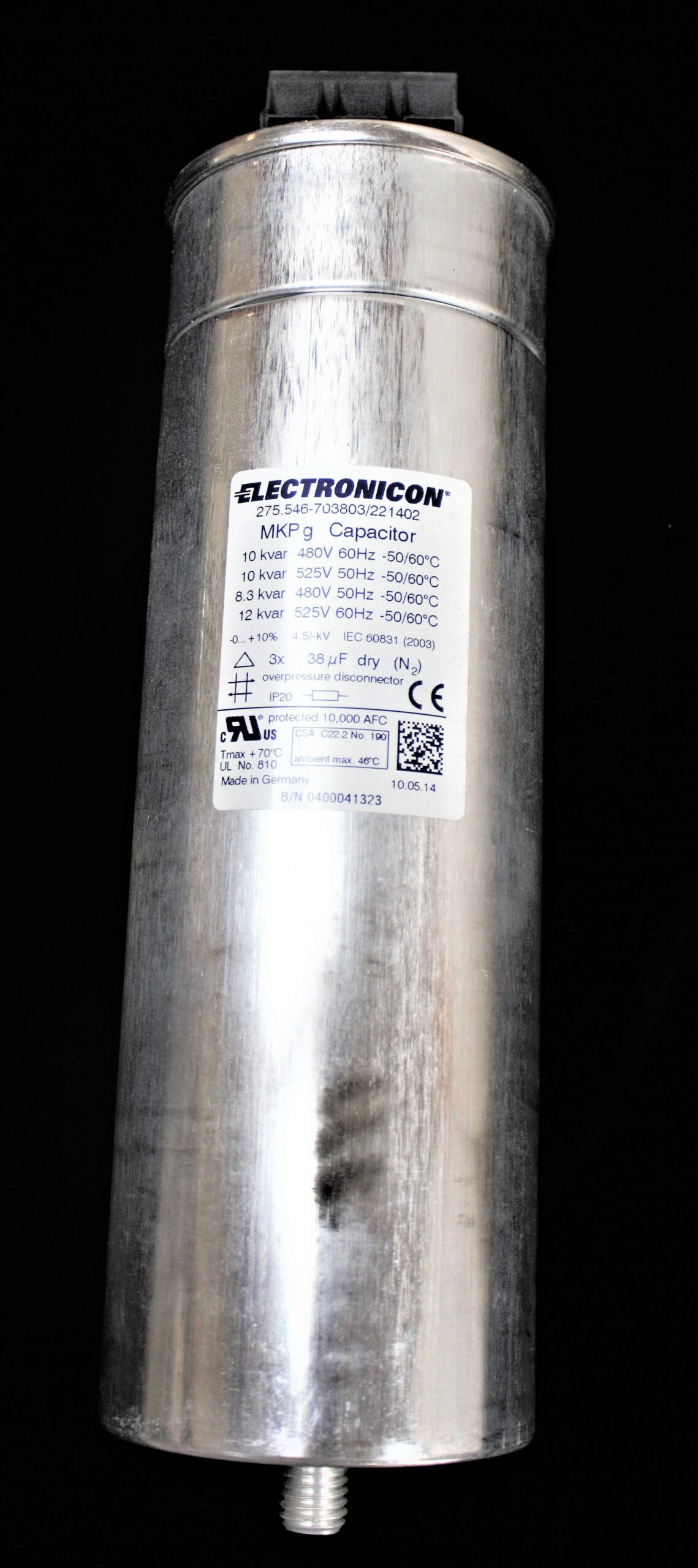 Electronicon Capacitor 275 546 703803 221402 3 X 38 UF 480 525 V UPE Inc Electronicon Capacitor 275 546 703803 221402 3 X 38 UF 480 525 V UPE Inc