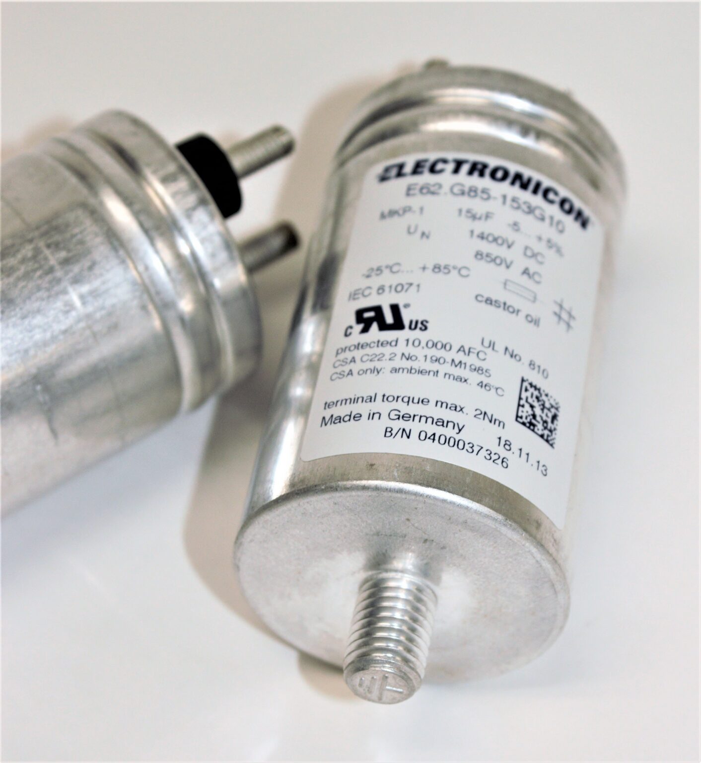Electronicon E62 G85 153G10 15uF 1400V Dc 850 V Ac UPE Inc Electronicon E62 G85 153G10 15uF 1400V Dc 850 V Ac UPE Inc